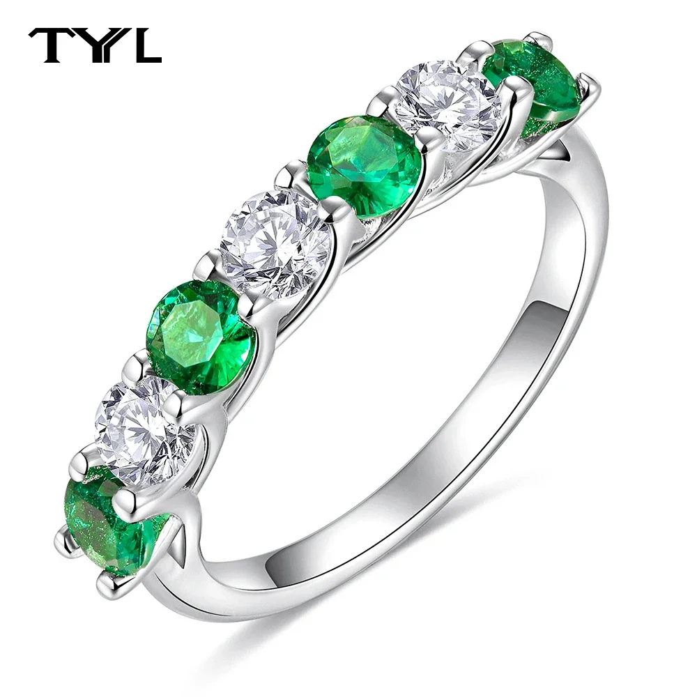 TYYL-Round-Moissanite-Created-Sapphire-Ruby-Emerald-7-Stone-Half ...