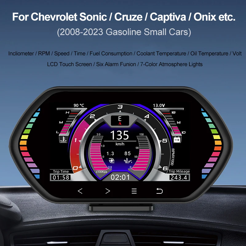 Hud-Display-Car-OBD2-Gauge-Speedometer-RPM-Inclinometer-Water-Oil ...