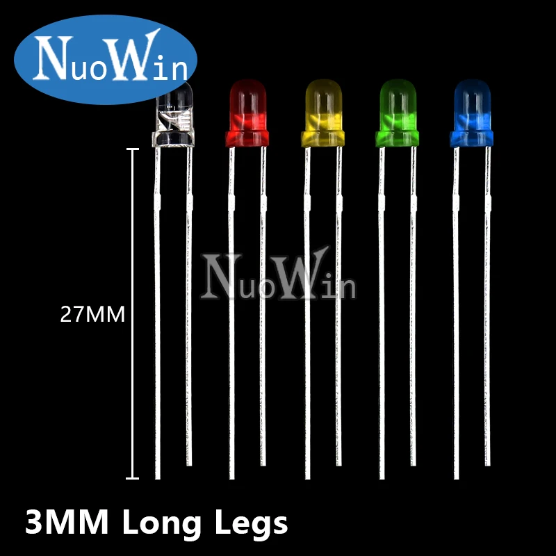 50pcs-Long-Leg-3MM-5MM-LED-White-Green-Red-Blue-Yellow-Orange-F5-28mm ...