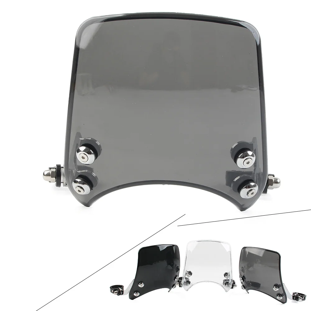 Motorbike-Headlight-Windshield-Wind-Deflector-Windscreen-With-Bracket ...