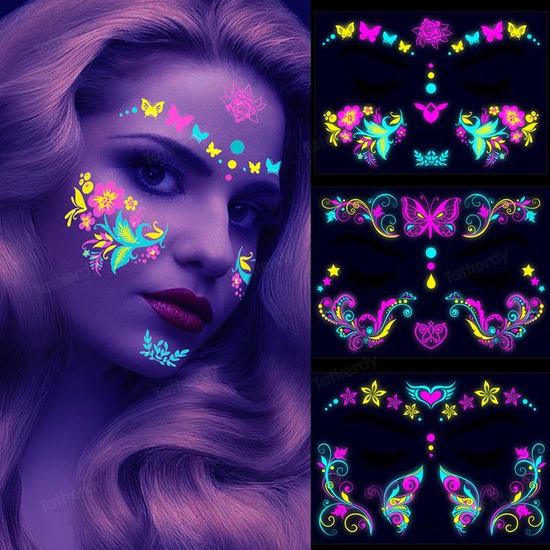 uv tattoo ink clear glow in dark fake tattoo stickers butterfly jewery ...