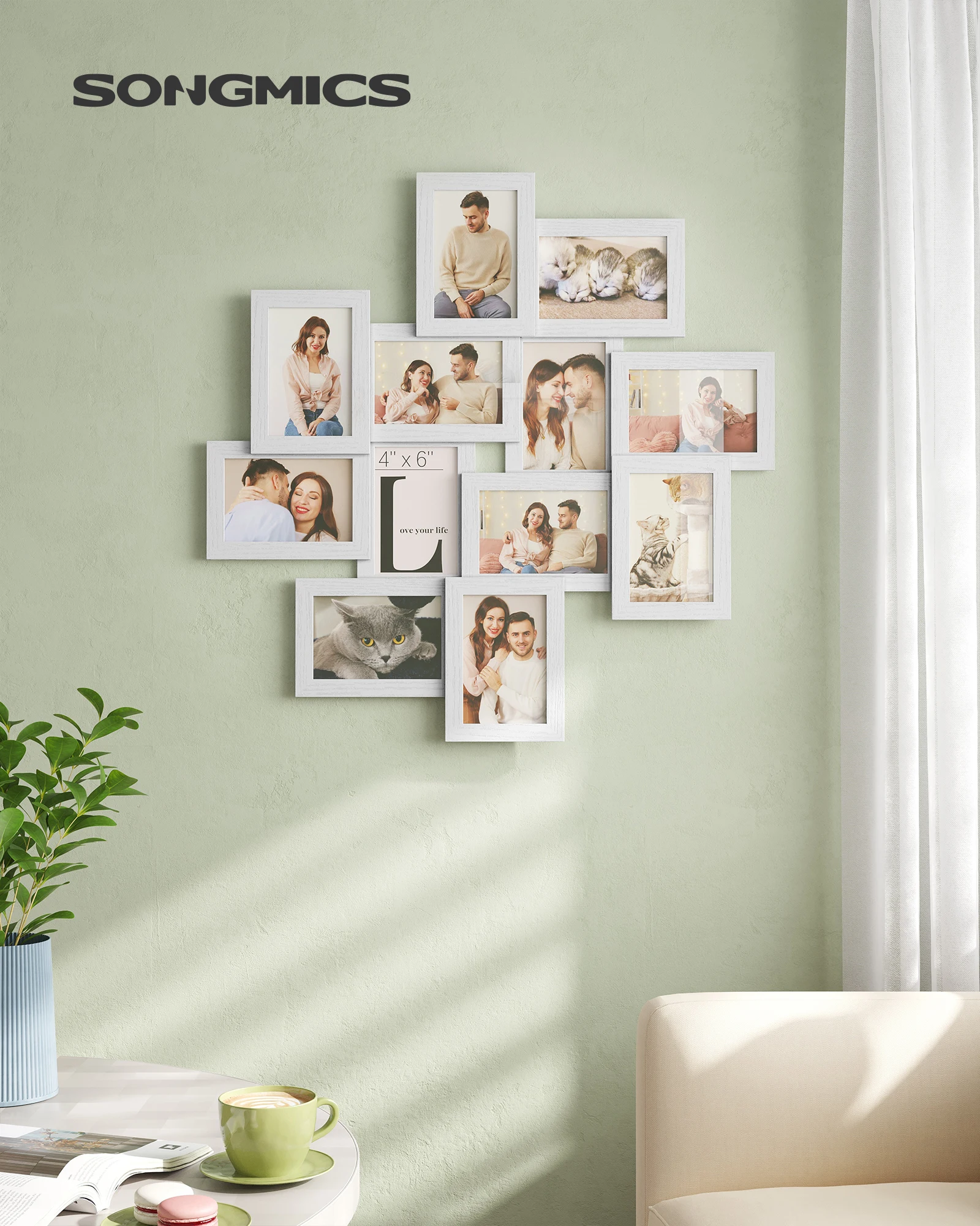 Photo Frame for 10 x 15 cm Picture, Wall Collage for 12 Photos, Clear ...