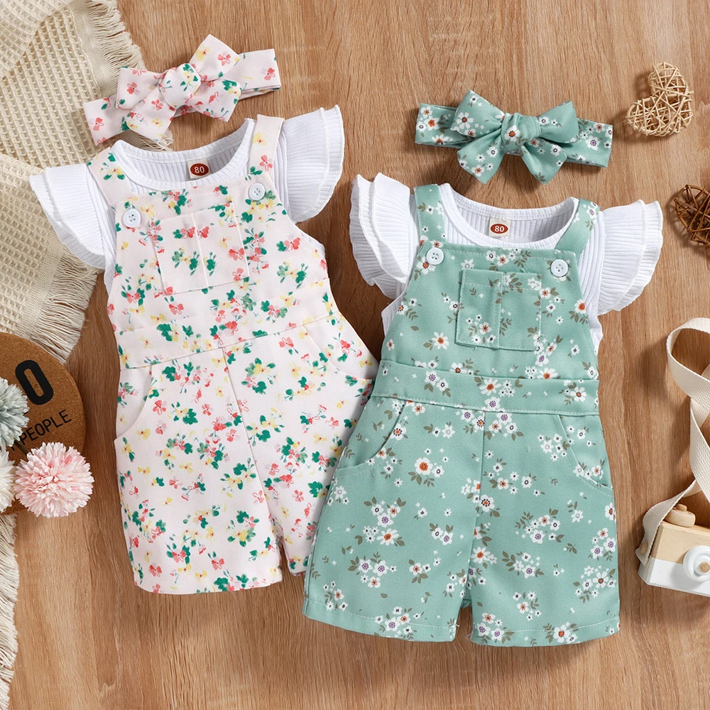 Formal Baby Girls Clothe Short Sleeve Pullover Tops +overalls Pants ...