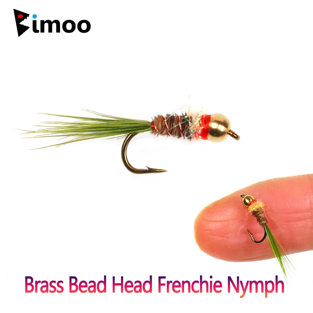Bimoo-6PCS-16-Brass-Bead-Head-Frenchie-Nymph-Fly-Pheasant-Tail-Feather ...