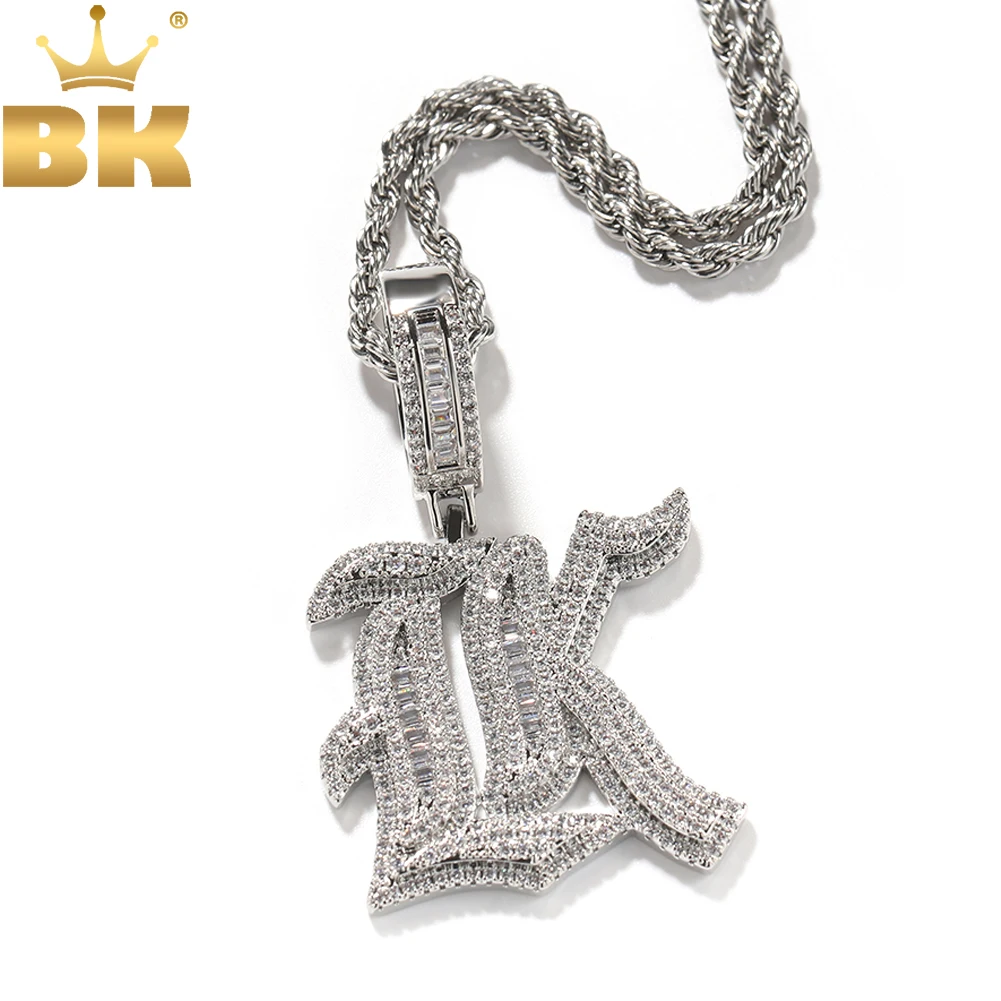 THE BLING KING Gothic Old English Initial Letter A Z Pendant Iced Out ...