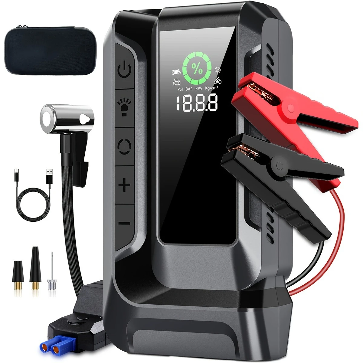 9000A Portable Car Jumper Starter With Digital Tire Inflator, Air ...