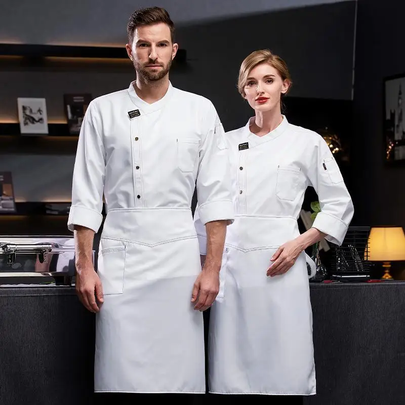 Chef-Overalls-Long-Pastry-Cook-Canteen-Clothing-Breathable-White ...