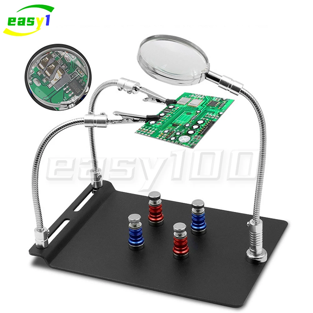 Welding-Soldering-Magnifier-with-PCB-Holder-Flexible-Metal-Arms-Helping ...