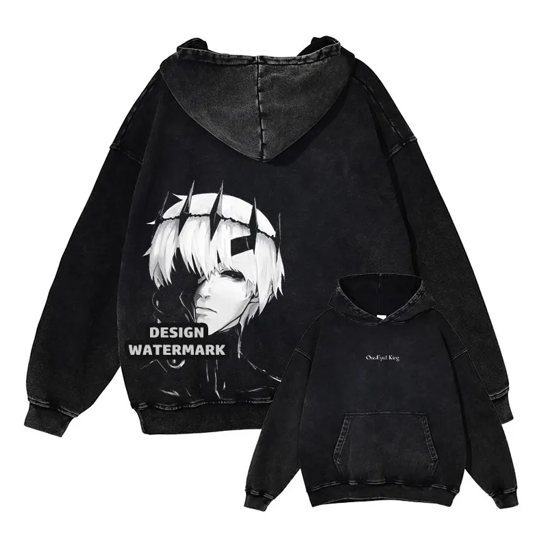 Bandai Anime T-Tokyo Ghoul Hoodies Oversized Vintage Washed Kaneki Ken ...