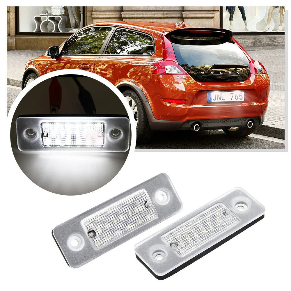 2pcs-LED-License-Plate-Number-Lights-Lamp-Error-Free-For-Volvo-C30-2008 ...