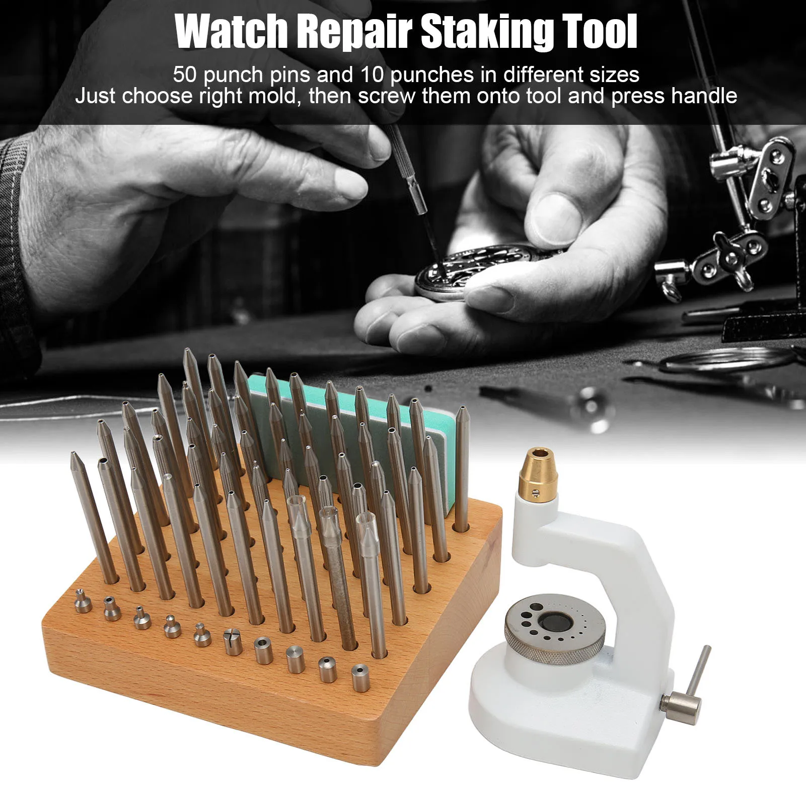 Watch Repair Staking Tool Press Set Watchmaker Jewelling Punching Kit ...