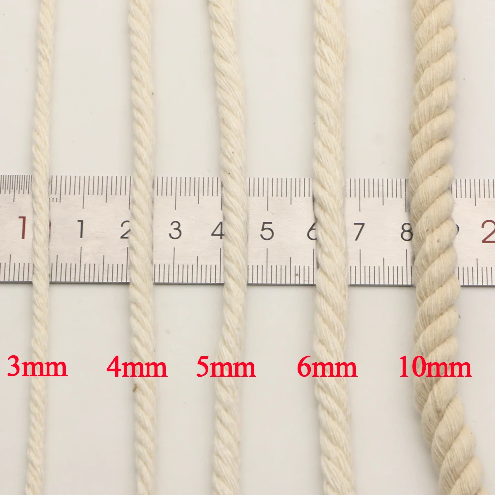 Baiann 6mm 8mm 10mm Macrame Rope Twisted String Cotton Cord For Handmade Natural Beige Rope DIY ...
