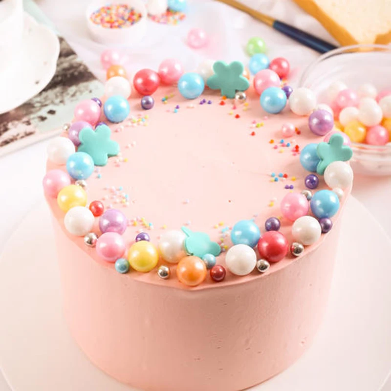 Round Edible White Pearl Sugar Beads Cake Decoration Diy Sprinkles Cake ...