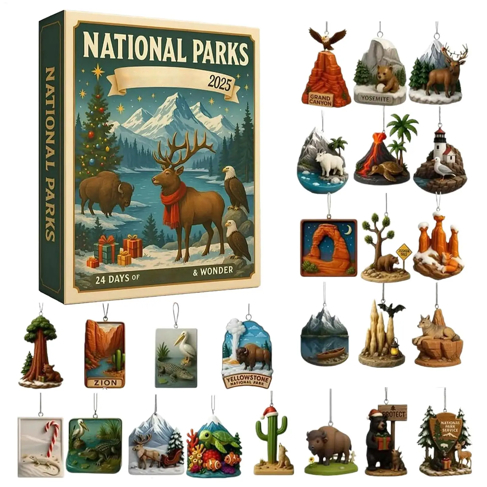 24 Days Christmas Advent Calendar Cute Acrylic National Parks Themes ...