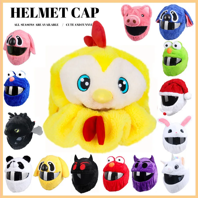 Uchoose-Motorcycle-Helmet-Cover-Cartoon-Plush-Helmets-Hat-With-Crazy ...