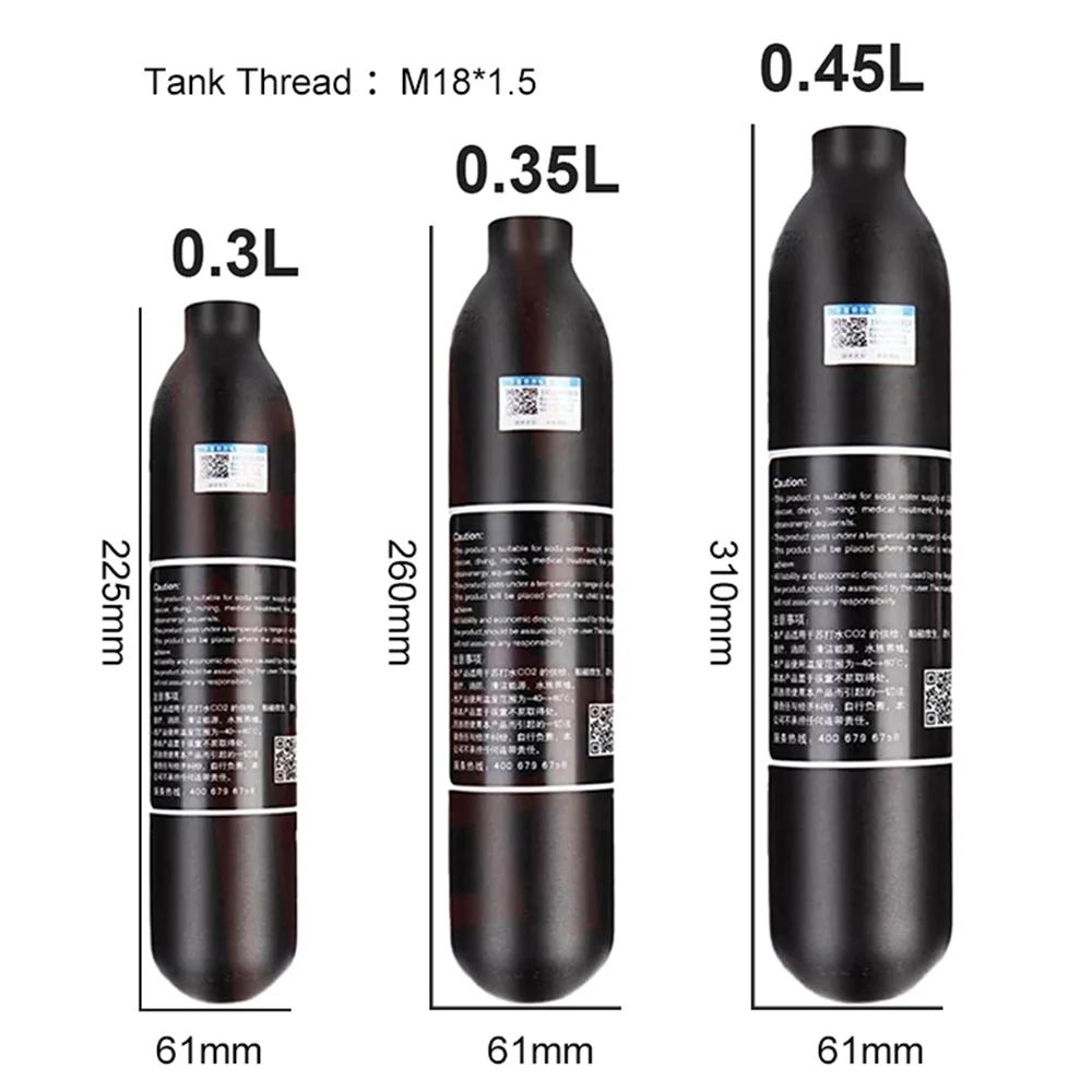 4500Psi-300Bar-0-3L-0-35L-0-45L-Aluminium-Cilinder-Hpa-Tank-Hoge-Druk ...