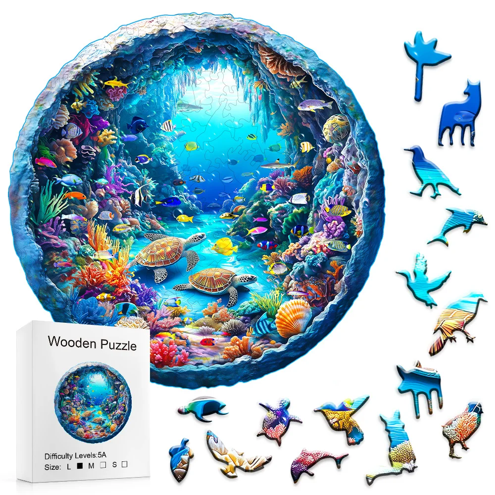 Ocean Wooden Puzzle for Adults-Whimsical Wooden Jigsaw Puzzle-Beautiful ...