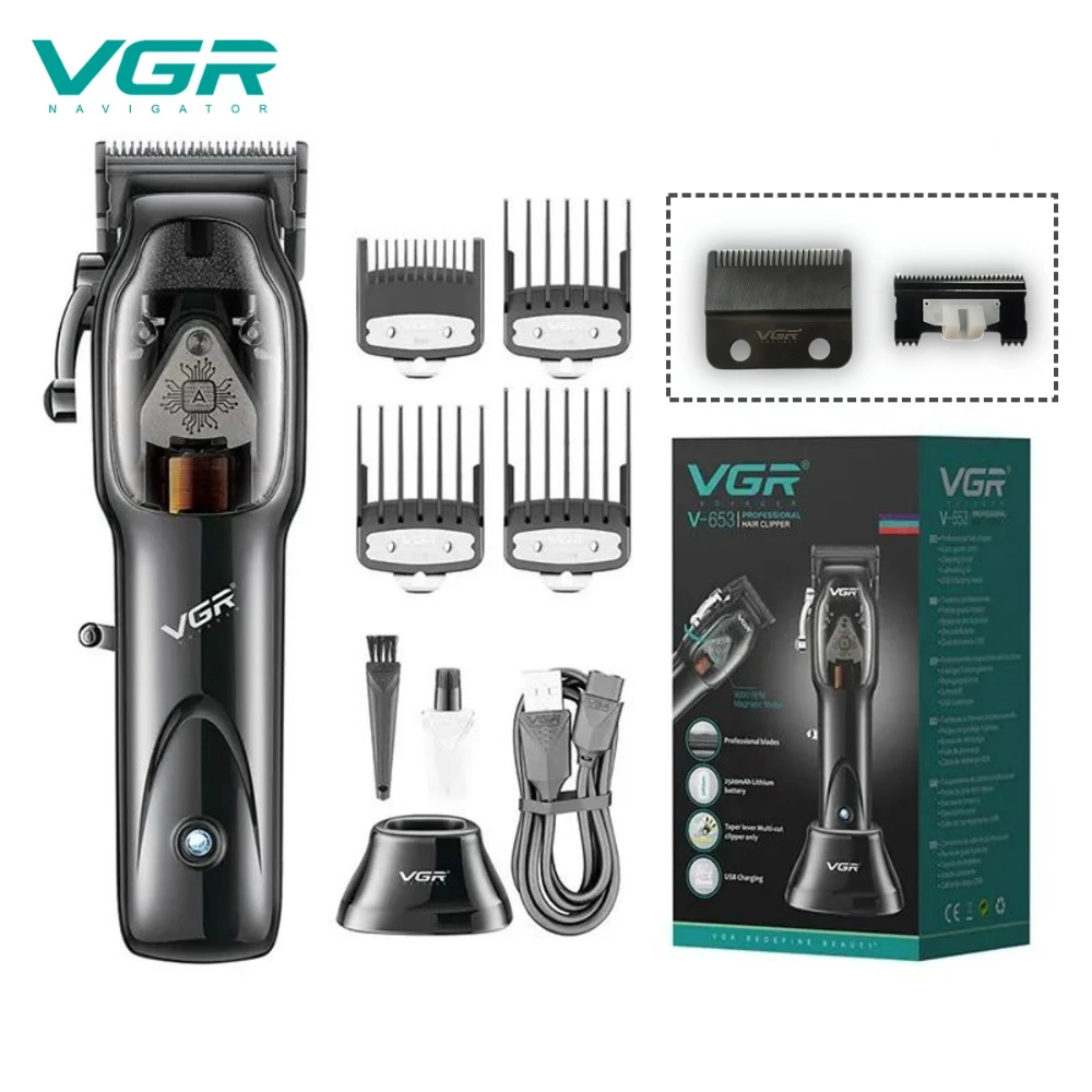 Vgr máquina de cortar cabelo barbeiro profissional máquina de corte de cabelo elétrico aparador ...