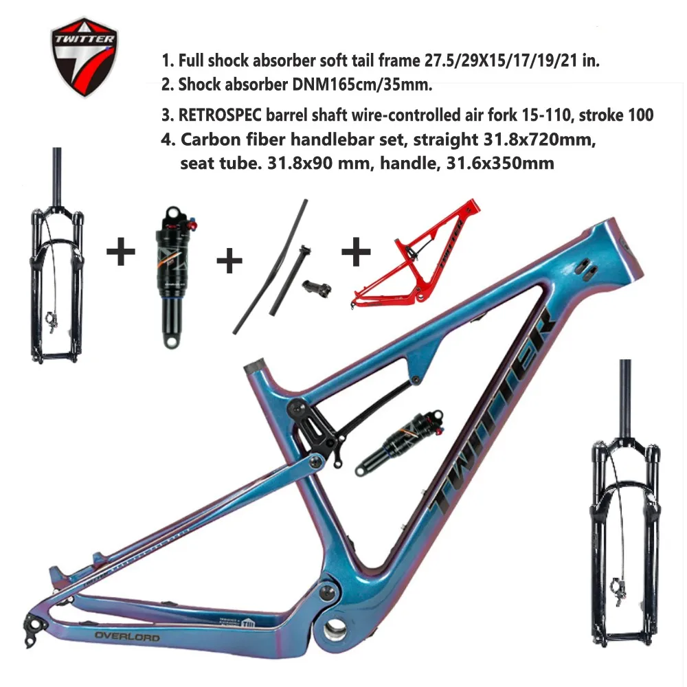 TWITTER-Full Suspension Carbon Fiber Mountain Bike Frame Barrel Pumping ...