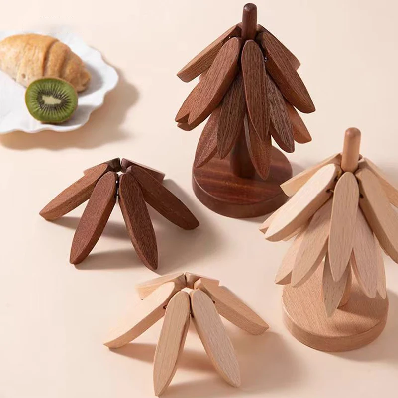 Tree Design Stand Wooden Trivets Decorative Anti Scald Heat Resistant ...