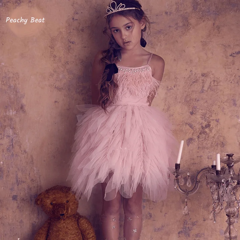 Fashion Baby Girl Princess Feather Tutu Dress Infant Toddler Child ...