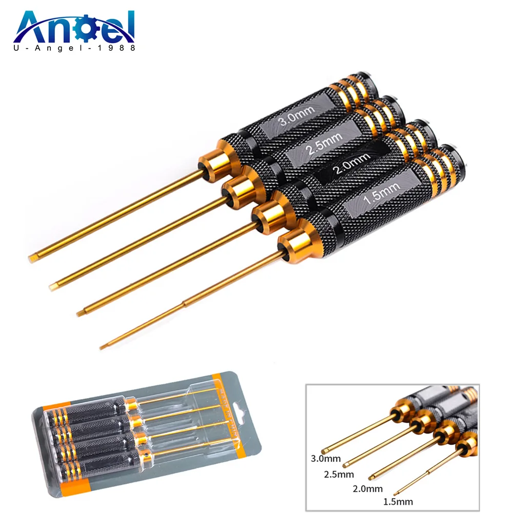 RC Tools 4 pcs Hex Screw Driver Set Titanium Plating Hardened 1.5mm 2 ...