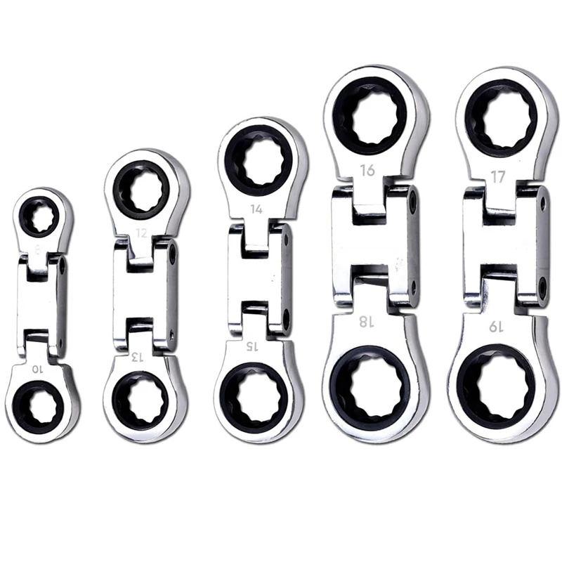 5-Piece-Flex-Head-Stubby-Ratcheting-Combination-Wrench-Set-Mini-Wrench ...