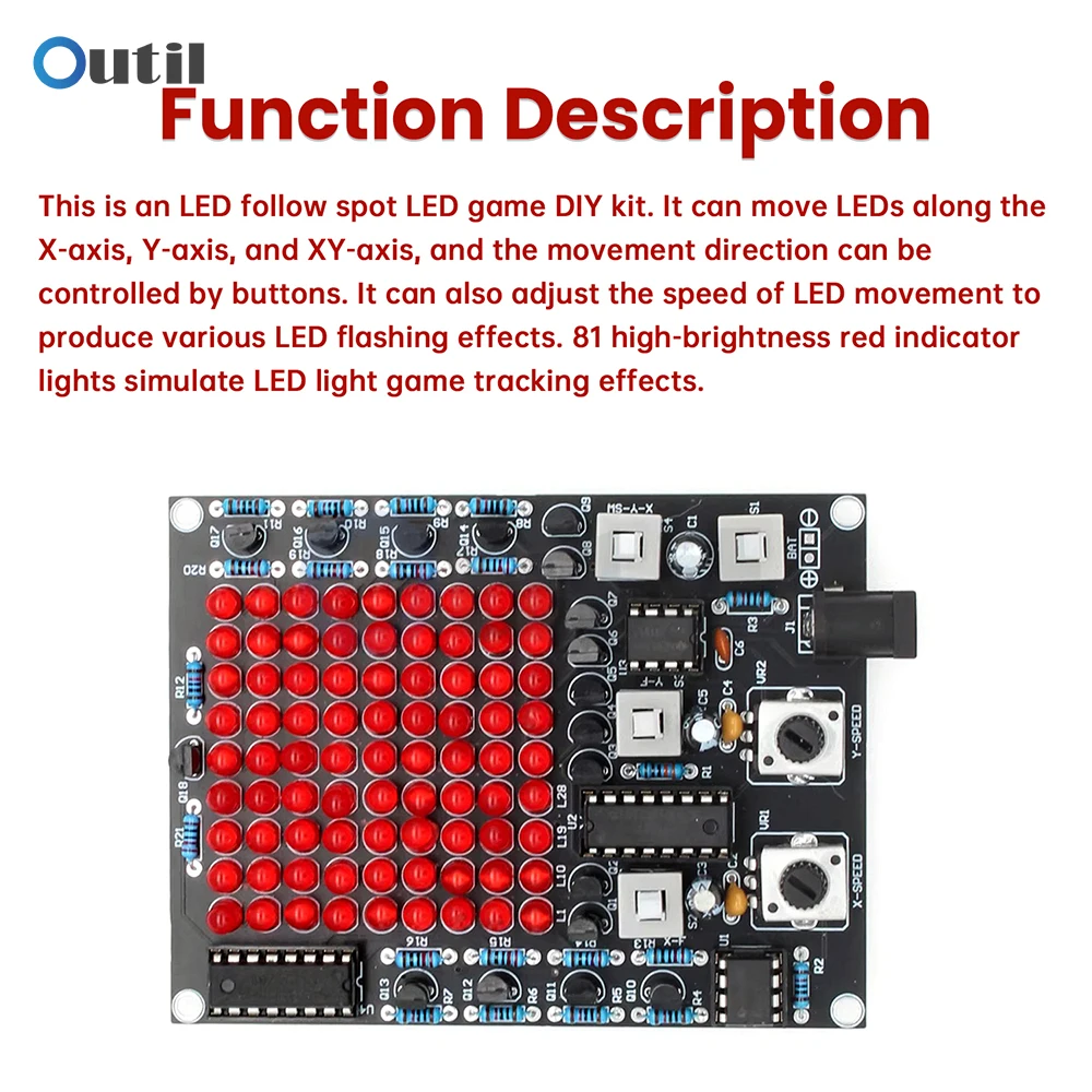 DIY Electronic Kit LED Tracking Light Kits X/Y-axis Adjustable Speed ...