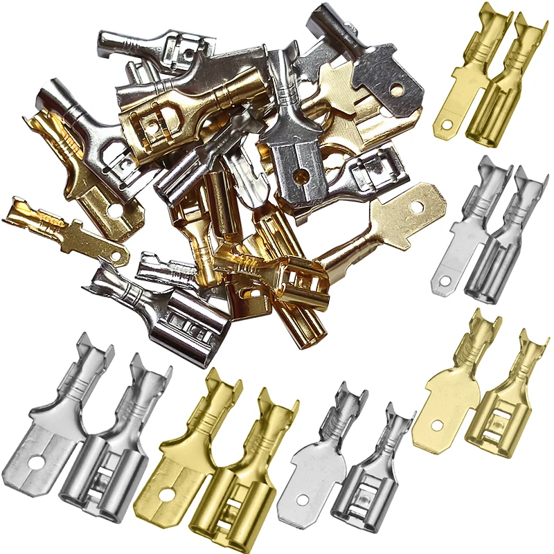 2.8/4.8/6.3mm Cold Crimp Terminals Brass Tinned Plug Spring Female Male ...