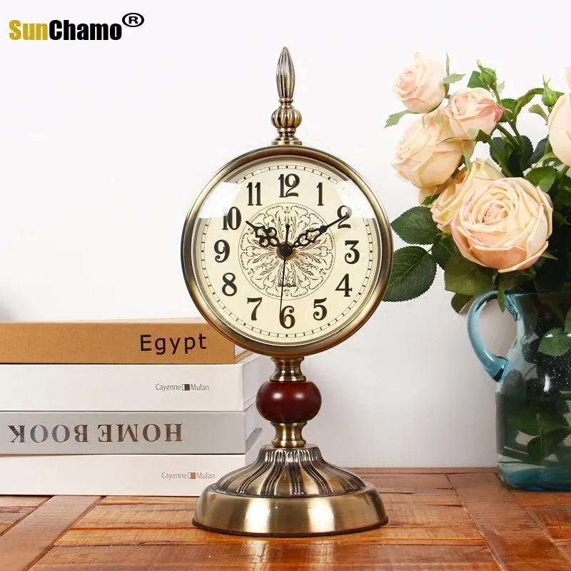 6inch Decorative Retro Table Desktop Metal Clocks Living Room Bedroom ...