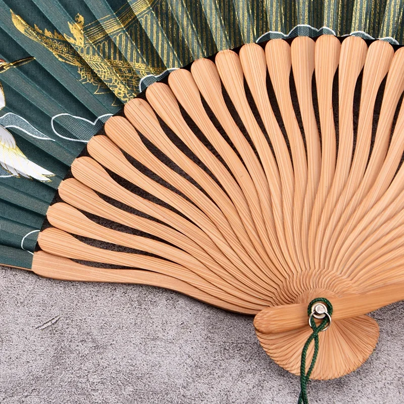 8-Silk-Folding-Fan-Classical-Chinese-Wood-Fan-Song-Huizong-Rui-He-Green ...