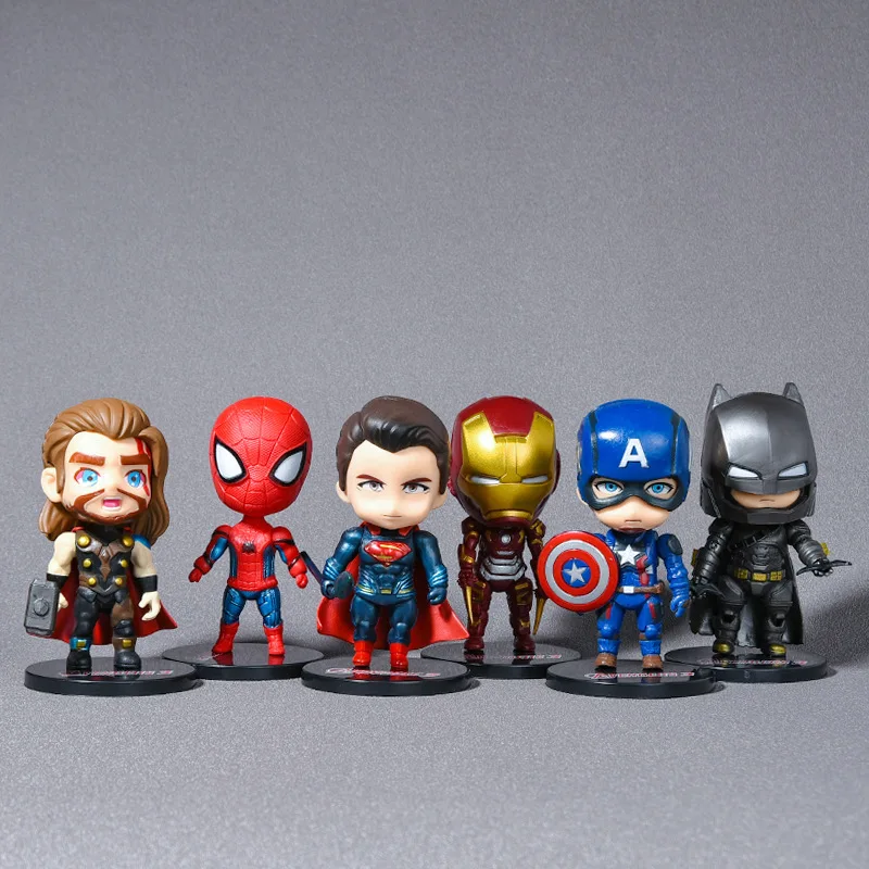 6-pcs-Set-Avengers-Handmade-PVC-Superman-Spider-Man-Bat-Iron-Man-Team ...