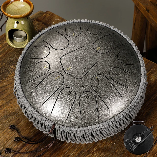 Hluru Professional Glucophone Steel Tongue Drum 12 Inch 13 Notes Tone ...