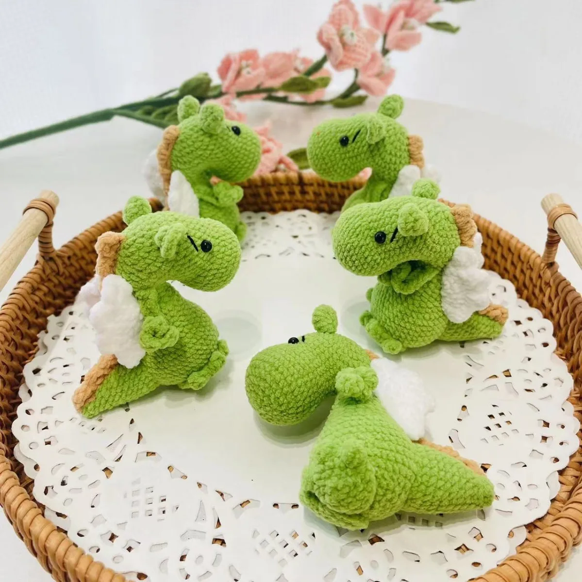 Dinosaur-Car-Accessories-Dashboard-Decorations-Crochet-red-and-green ...