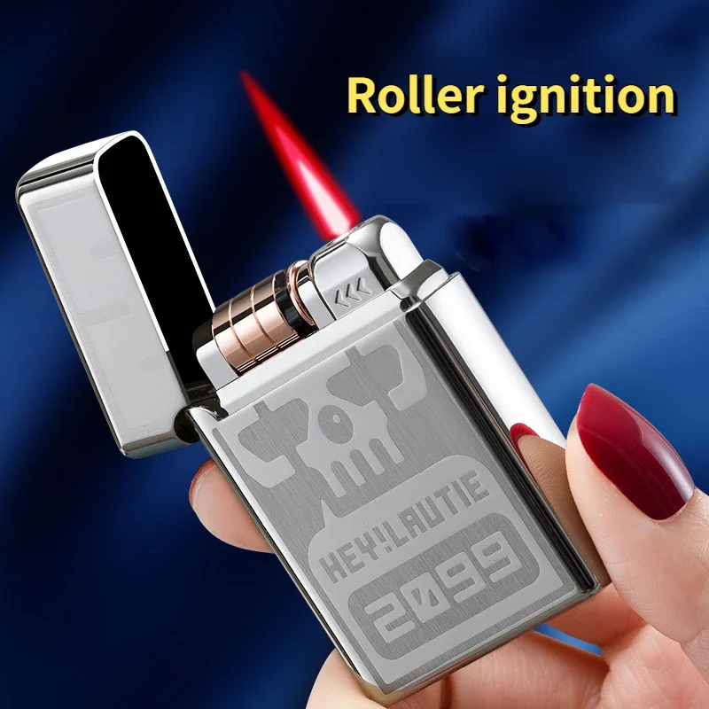 New-Unusual-Roller-Ignition-Red-Flame-Cigarette-Lighter-Butane-Gas ...