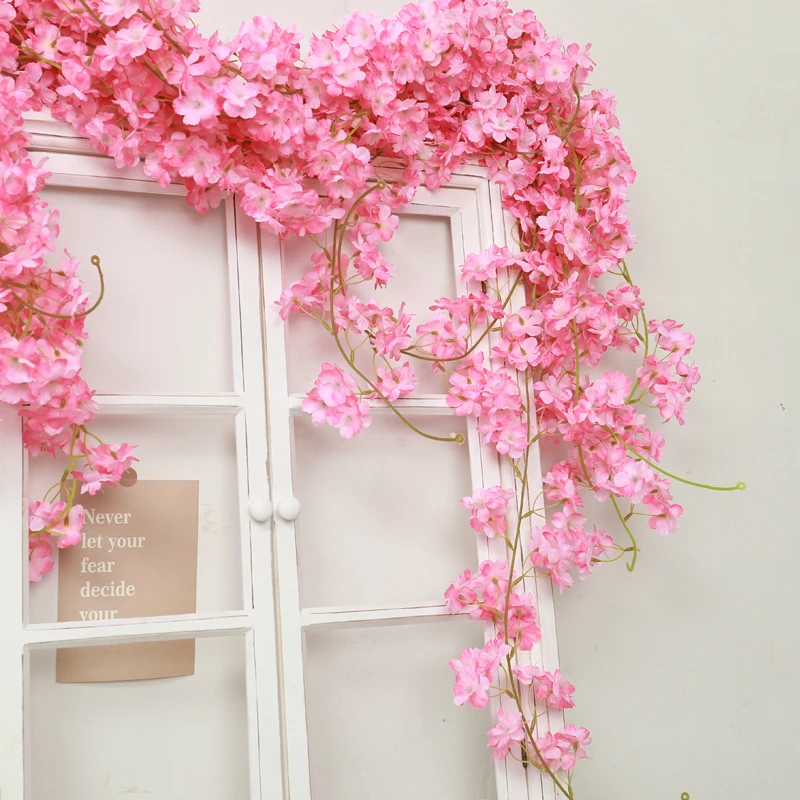 Flores-artificiales-de-Sakura-enredadera-colgante-falsa-guirnalda ...