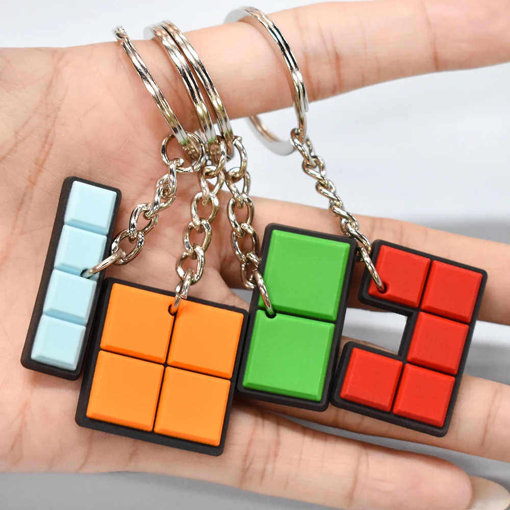 1PCS-PVC-game-series-keychain-Tetris-keychain-cartoon-block-keyholder ...
