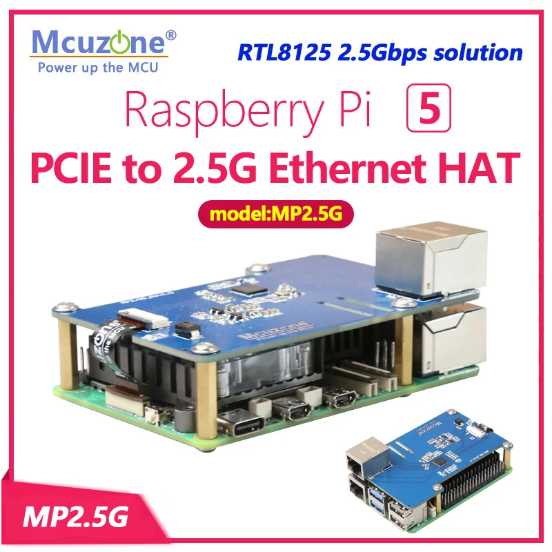 MP2.5G Raspberry Pi 5 PCIE to 2.5G Ethernet HAT,RTL8125,RPi OS driver ...