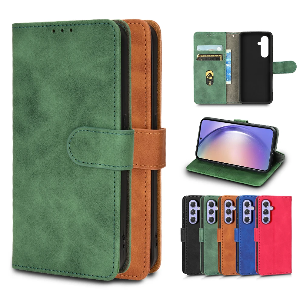 Leather-Flip-Case-For-Samsung-Galaxy-A54-A34-5G-A24-A14-4G-Retro-PU ...