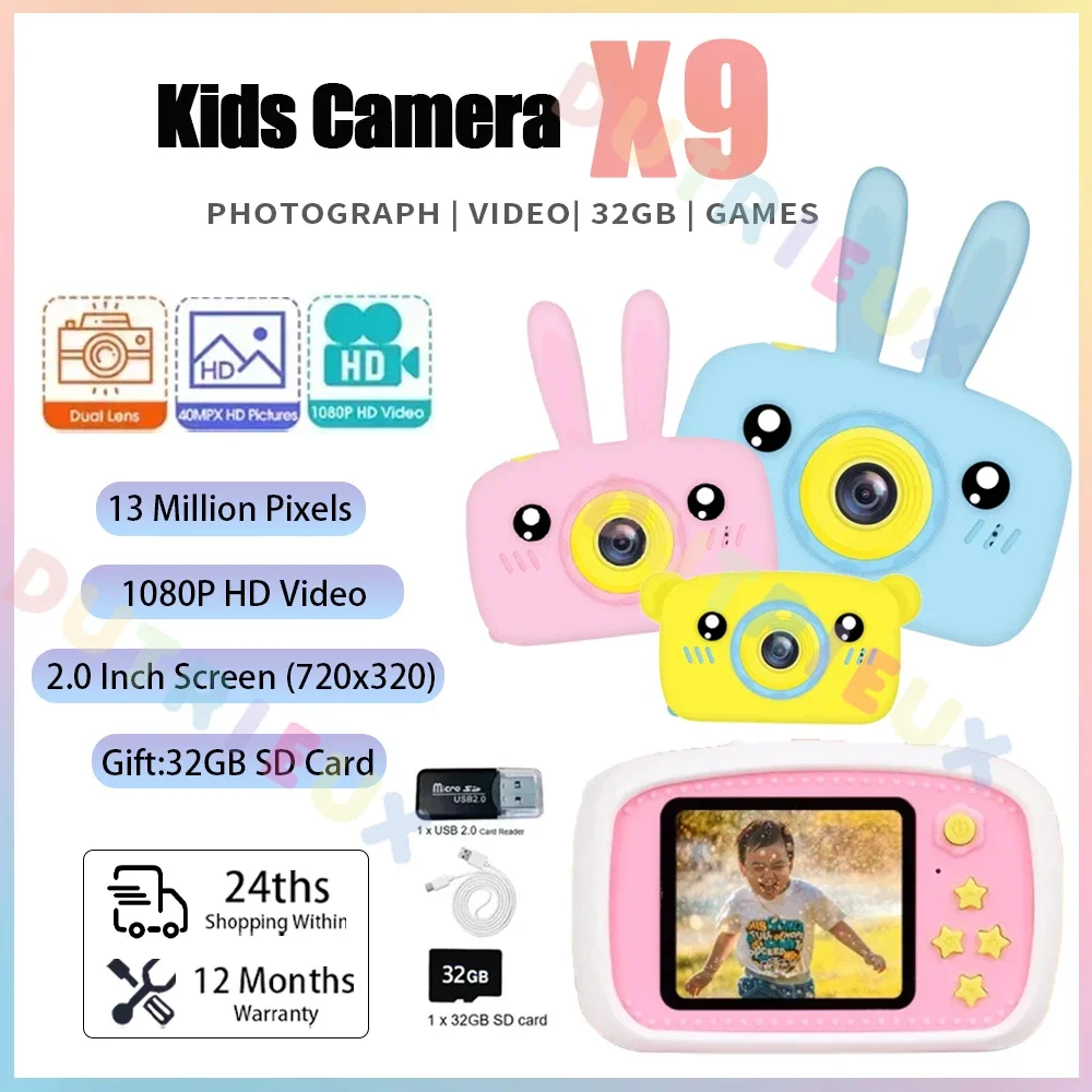 Kids-Camera-X9-Digital-Funny-Cartoon-1080P-Mini-Cameras-HD-IPS-Screen ...