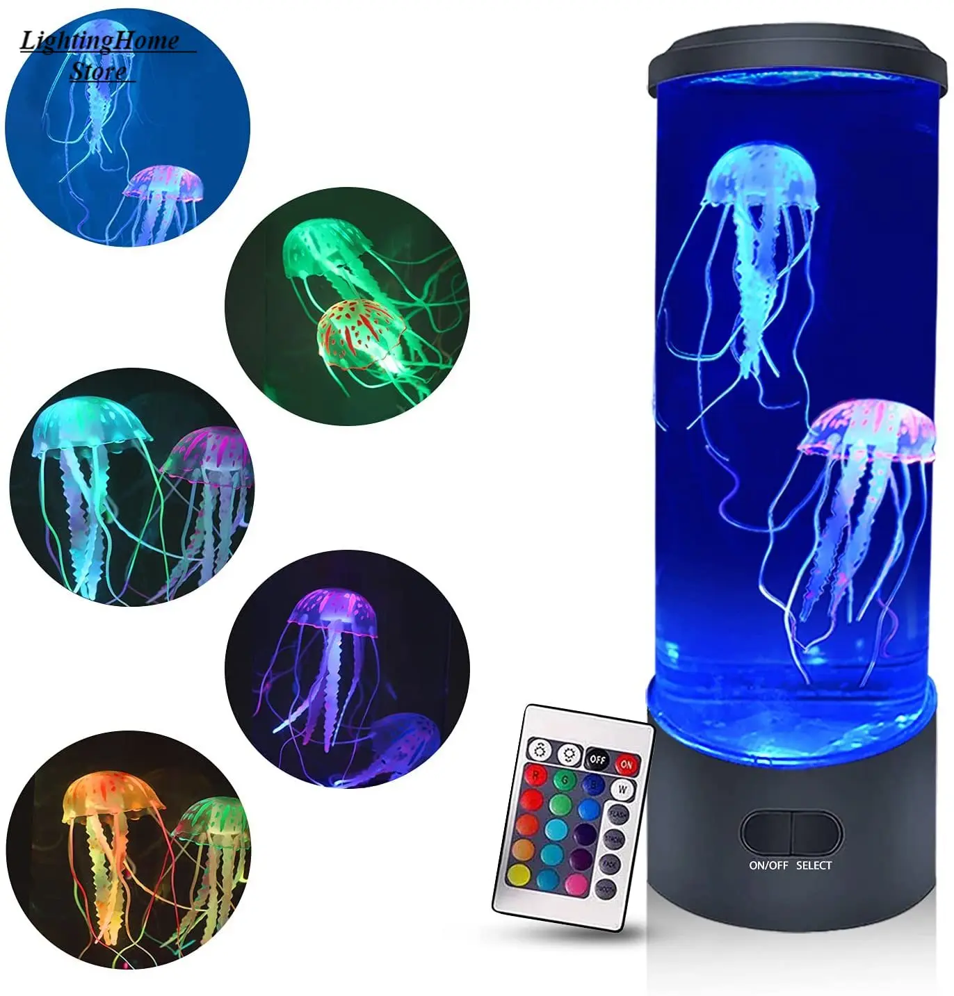Jellyfish Lamp Color Changing Remote Control Aquarium Tank LED Night ...