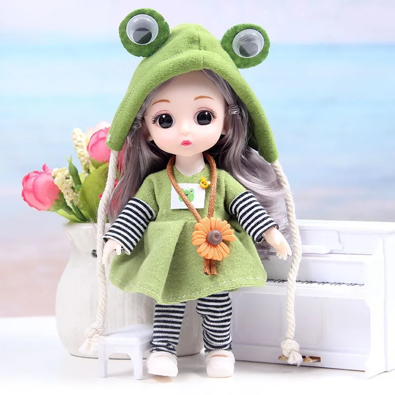 New-17cm-Mini-Bjd-Dolls-Cute-3D-Brown-Eyes-Dress-Up-Fashion-doll-with ...