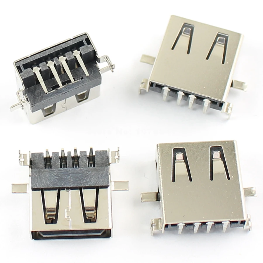 5pcs Usb 4 Pin Female Socket Right Angle Pcb Connector - Connectors ...