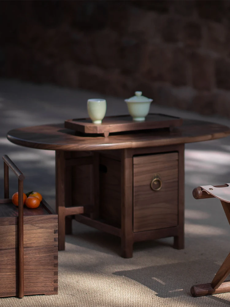 Solid-wood-new-Chinese-style-Zen-folding-portable-tea-table-round-table ...