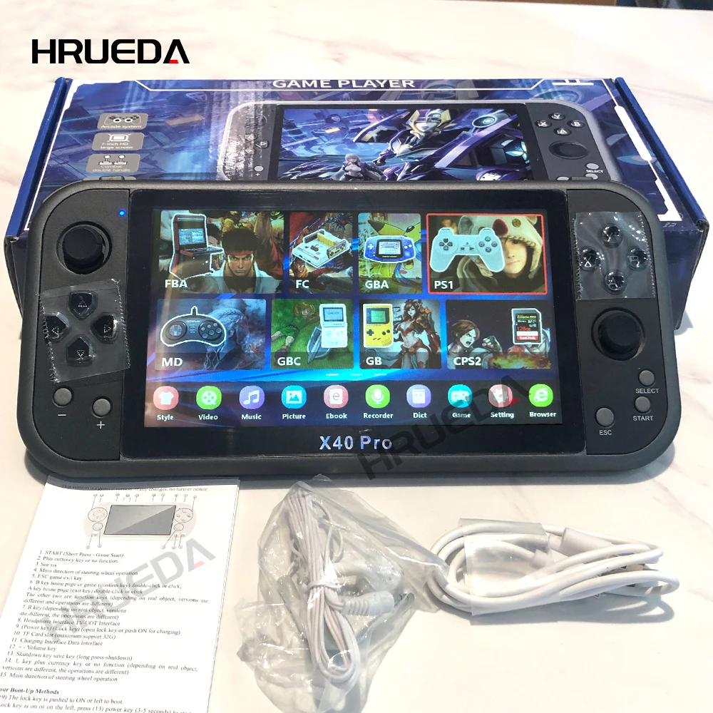X40 pro Handheld Retro Video Game Console HD Video Game 7 inch Double ...