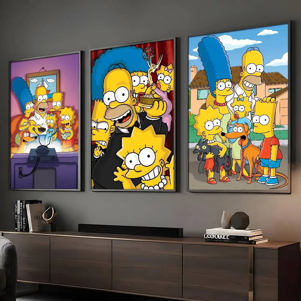 Cartoon Funny The S-Simp-sonsS Poster Sticky Wall Art Printing ...