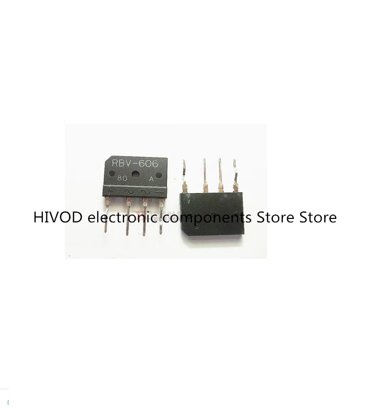 10PCS-RBV606-RBV600-RBV602-RBV604-RBV608-RBV610-flat-rectifier-bridge ...