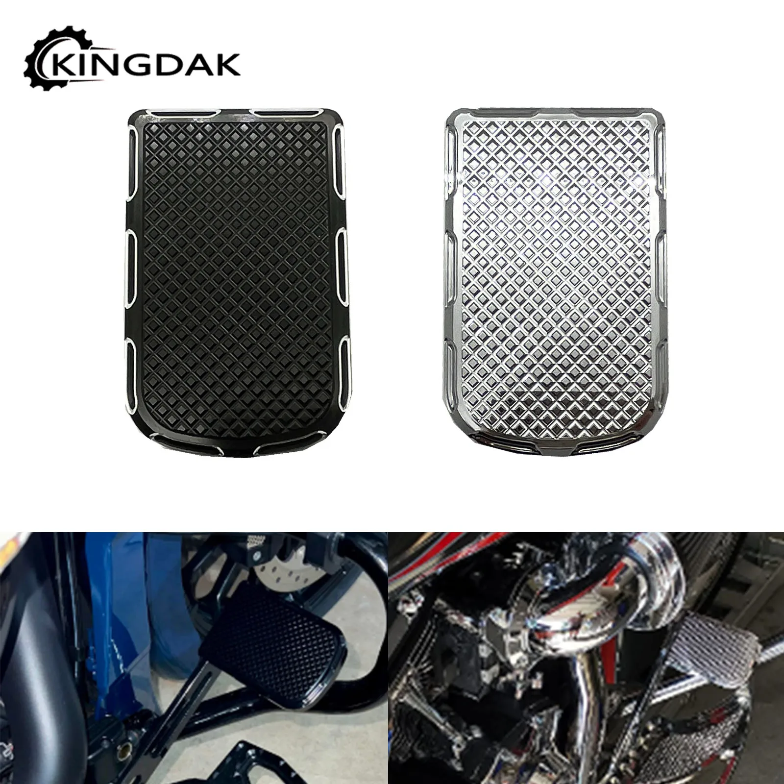 Motorcycle Black/Chrome Aluminum Brake Pedal Pad Cover Fit For Harley ...