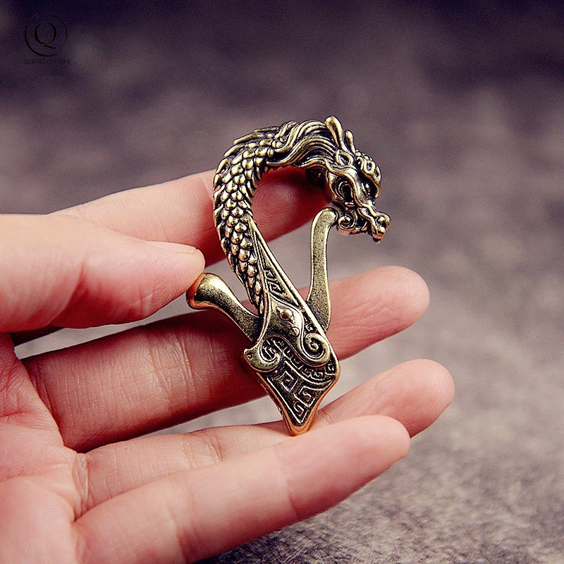 Brass Dragon Head Keychain Antique Craft Key Chains Lobster Clasps ...