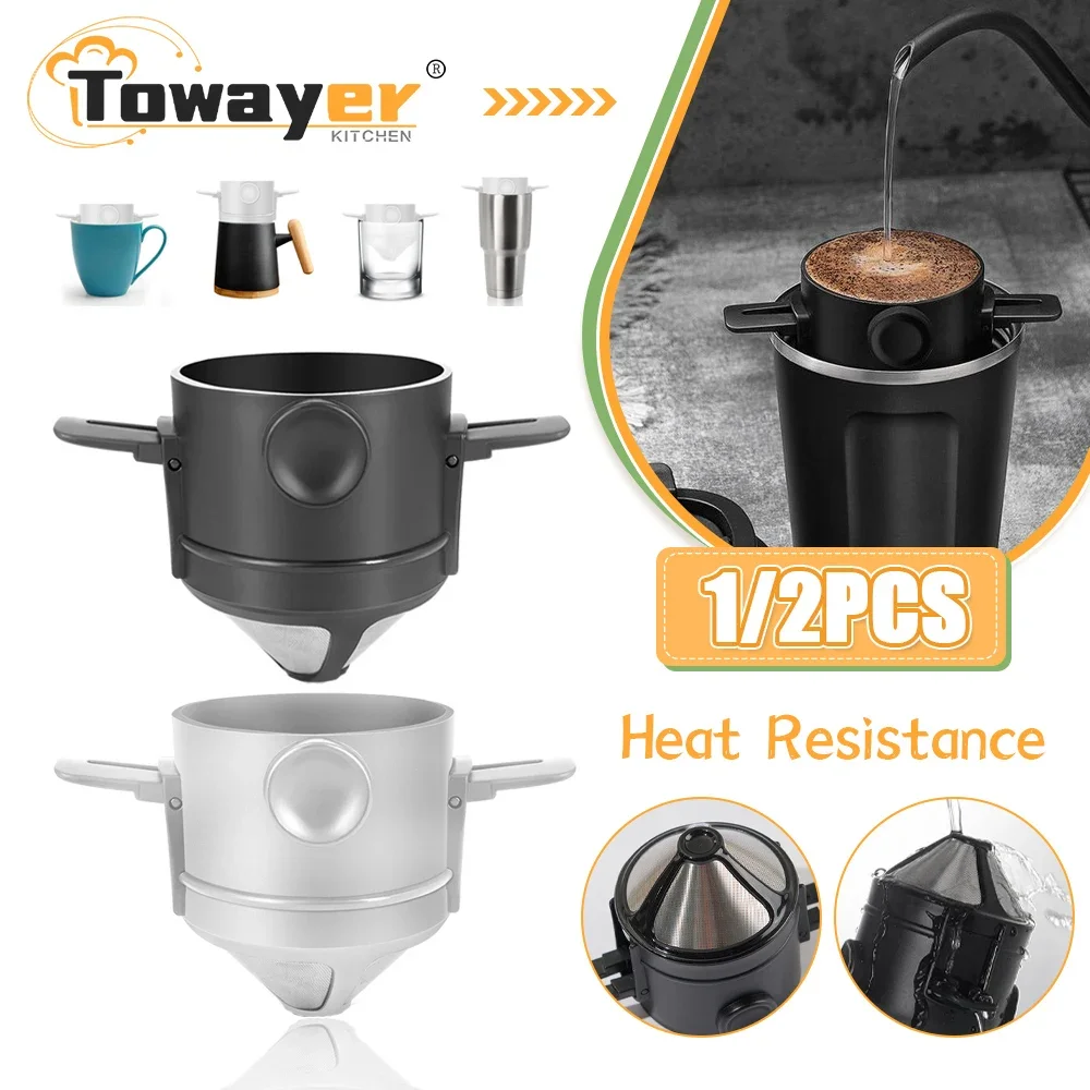 2Pcs-Portable-Foldable-Coffee-Filter-Stainless-Steel-Easy-Clean ...